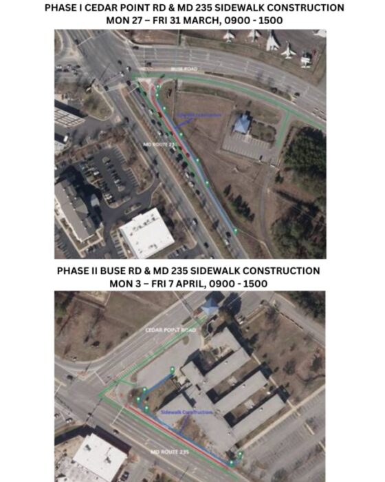 NAS Patuxent River Advises of Sidewalk Construction Between Gate 1 and ...