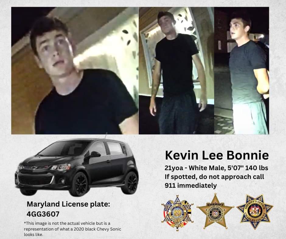 UPDATE: Kevin Bonnie in Custody, Vehicle Recovered in St. Mary's County ...